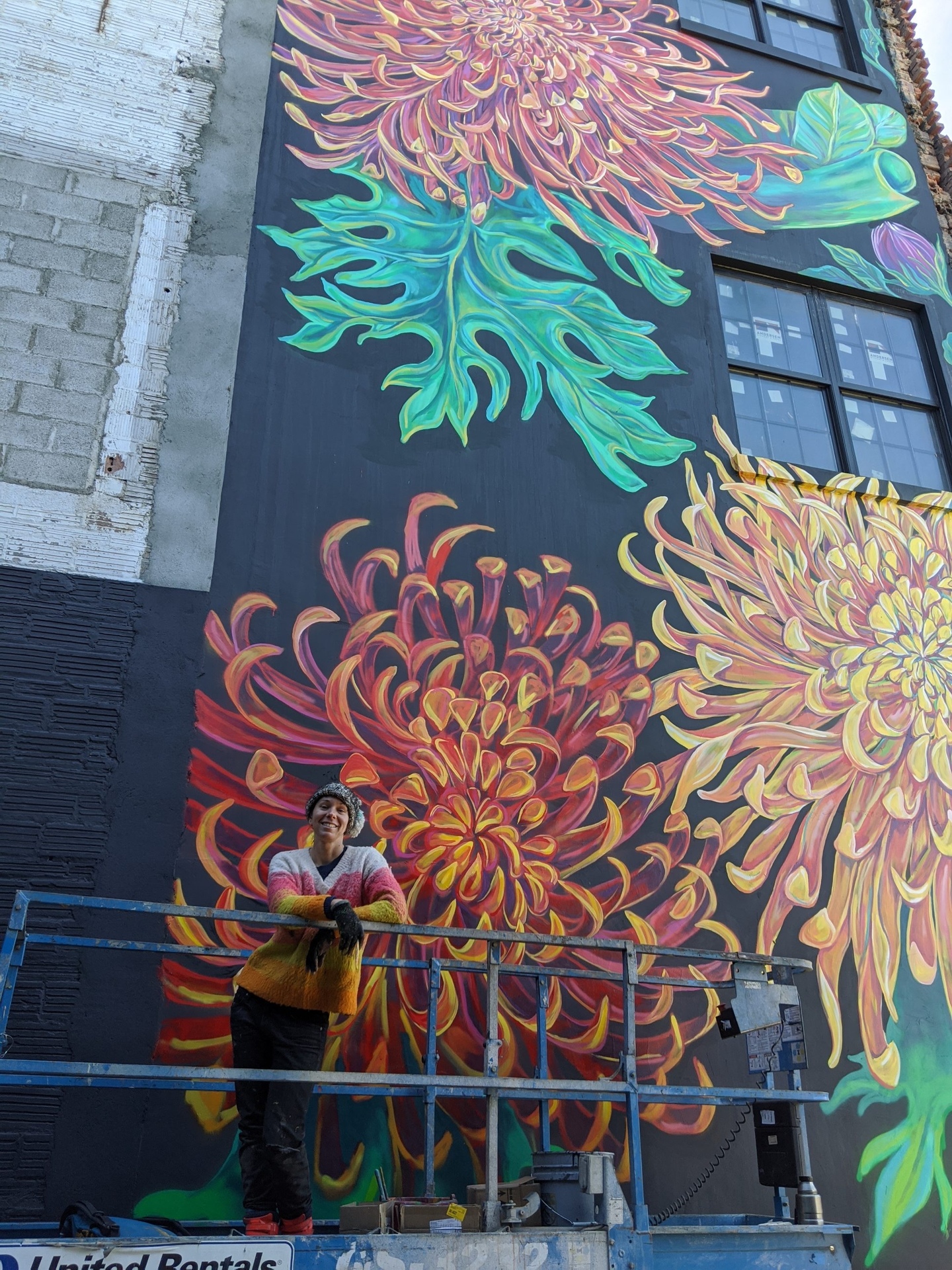 Painting a 3-Story Floral Mural on a Remodeled Factory in New York