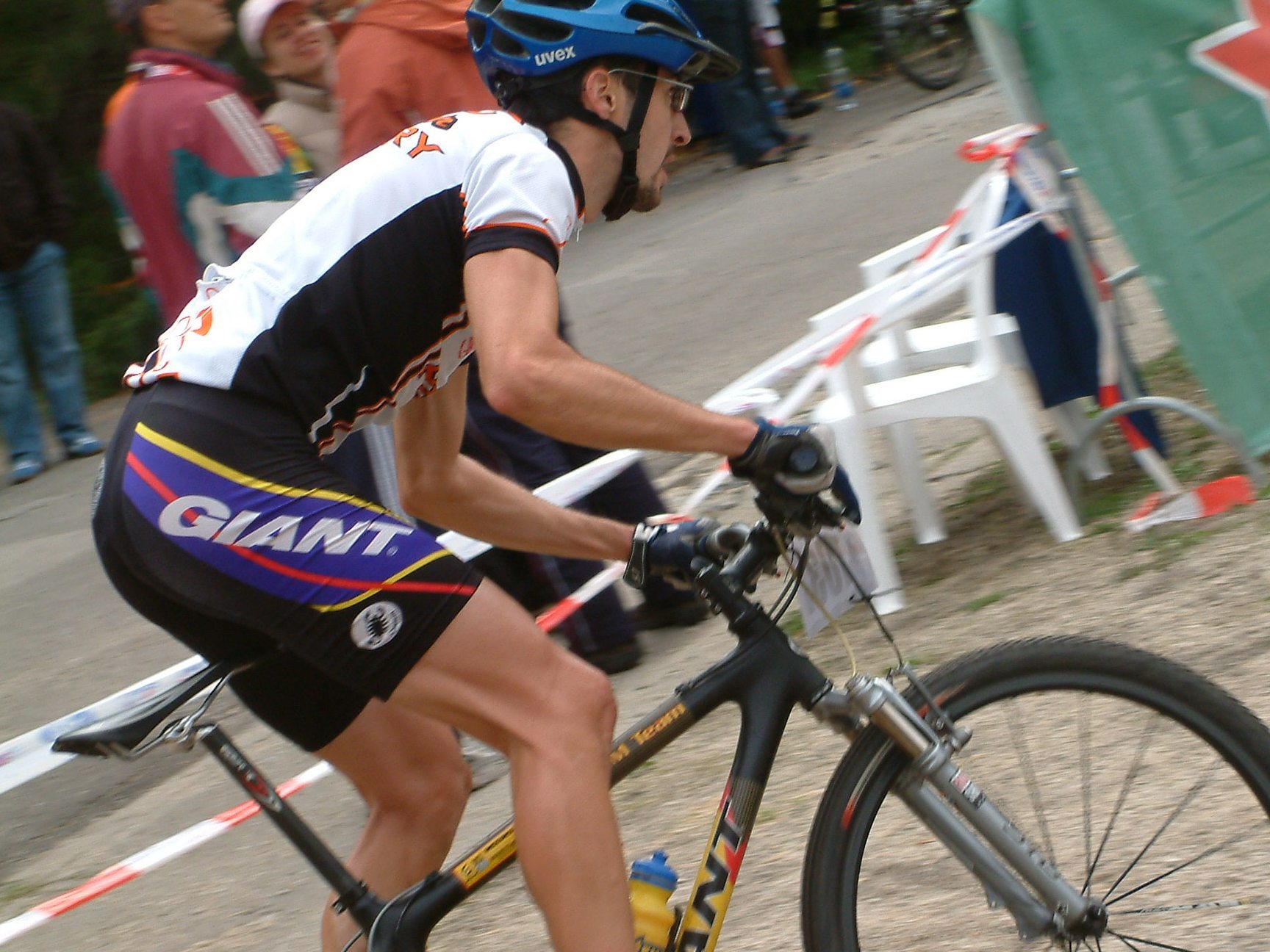 Trail running with a mountain biker past