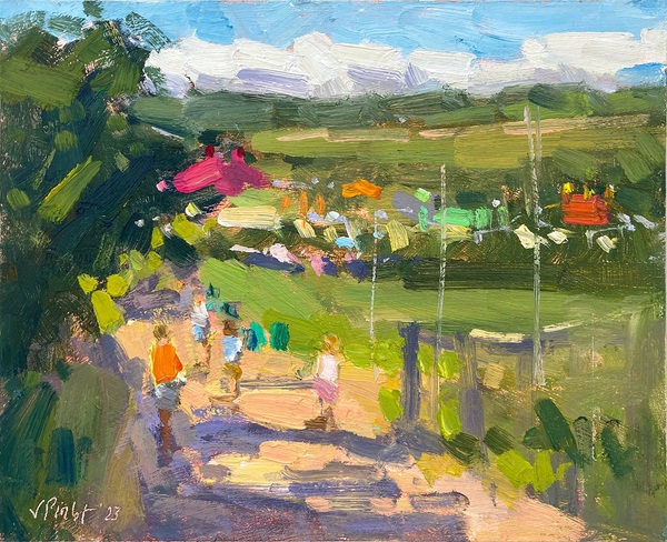 Quiet Monday at Pennard Hill Ground 8"x6.5"